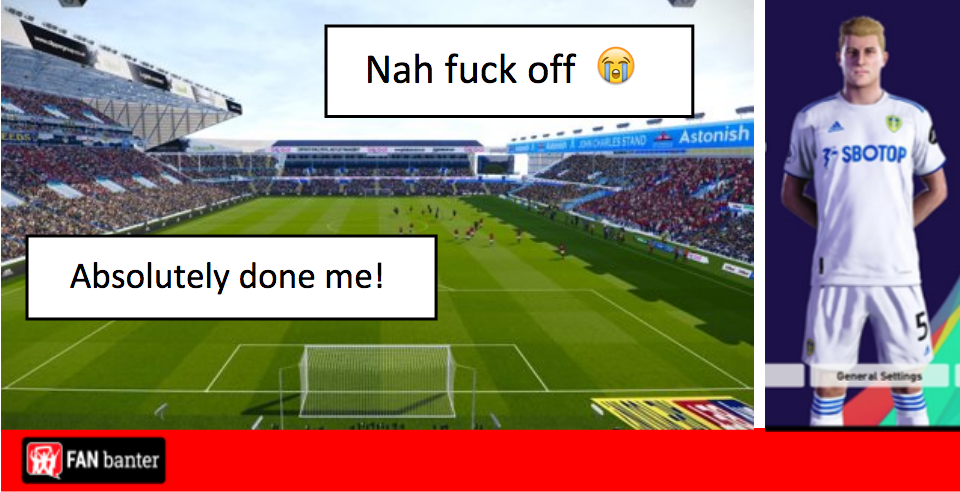 Leeds players have the funniest game faces in PES 21 - Fan Banter