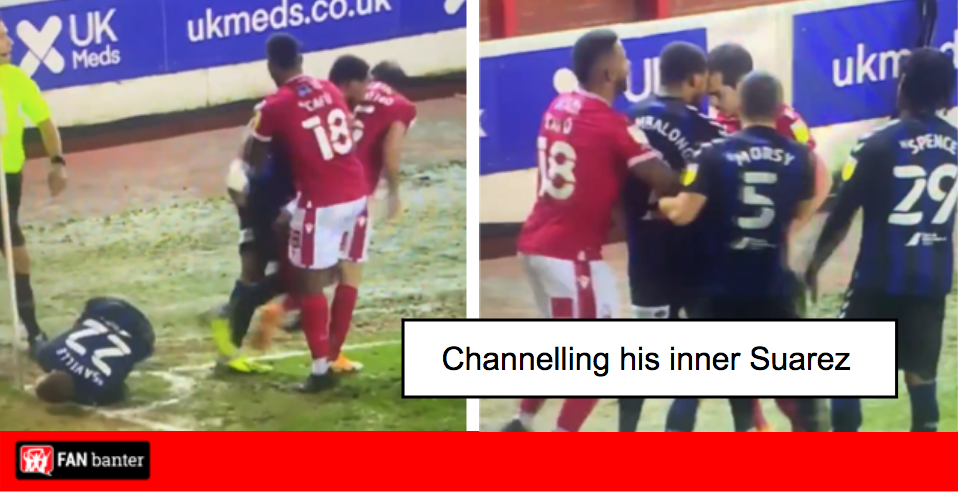 Viewers left shocked as Middlesbrough player bites another footballer ...