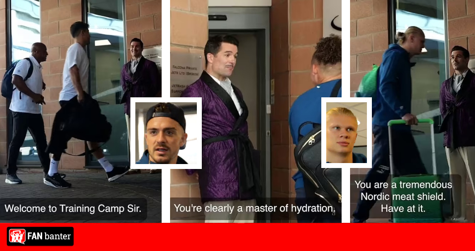 Comedian Troy Hawke greeted the Man City squad and their reactions were ...