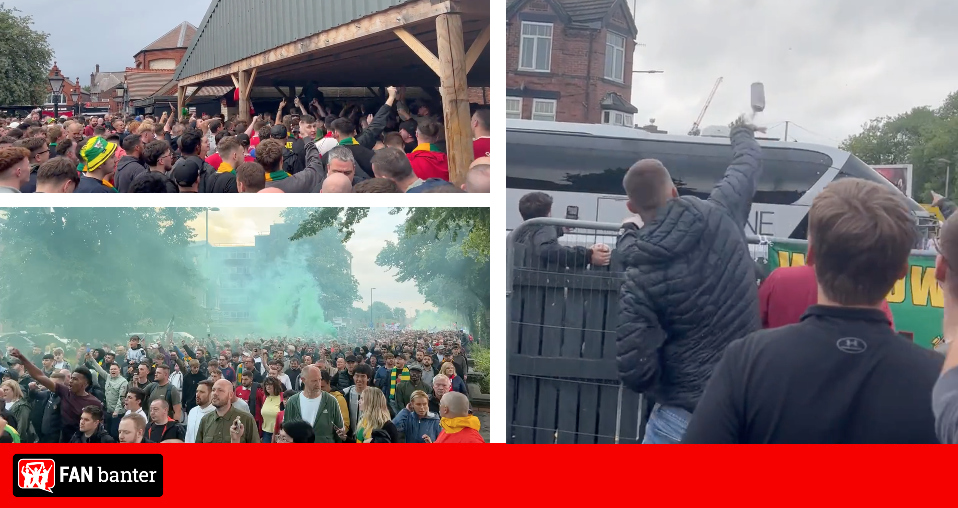Man Utd fans throw objects at coach, start fighting, and sing sick ...