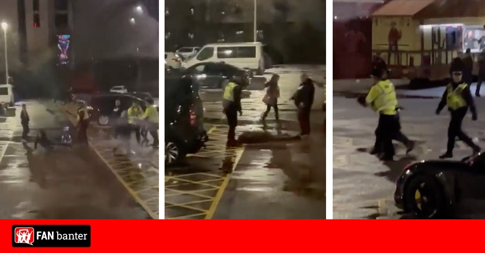 Shocking moment fan gets 'knocked out' after heavy push by copper with ...