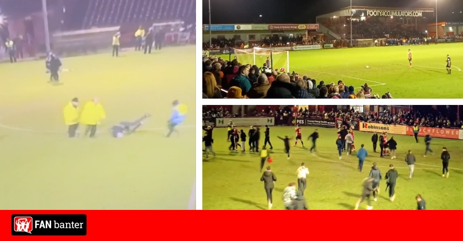 Altrincham fans goad Wrexham by invading pitch celebrating surprise FA ...