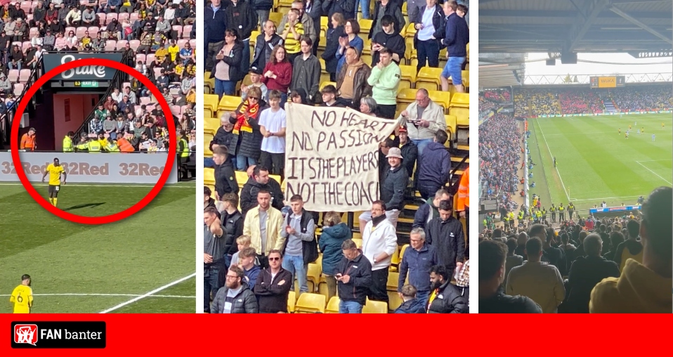 Watford fans aim angry chants at owner with 'stewards' wrestling ...