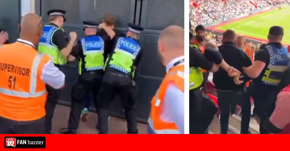Footage emerges of MK Dons and Norwich fans arrested by police after ...