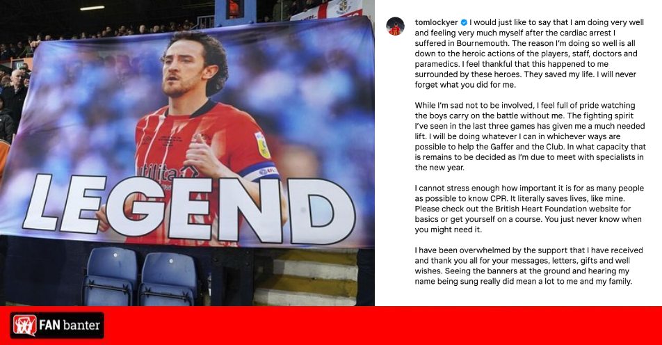 Tom Lockyer provides an update in his first post since his collapse at ...