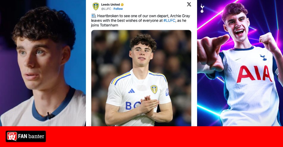 Archie Gray gives first interview as Tottenham player with Leeds left ...
