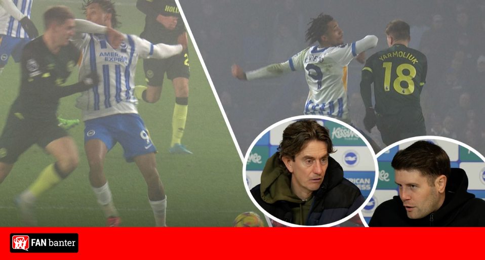 Red card or not? Thomas Frank and Fabian Hurzeler react as Joao Pedro ...