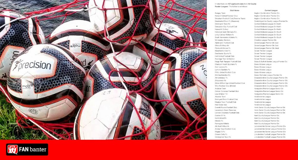 107 clubs from 42 County Feeder Leagues have applied for promotion to ...
