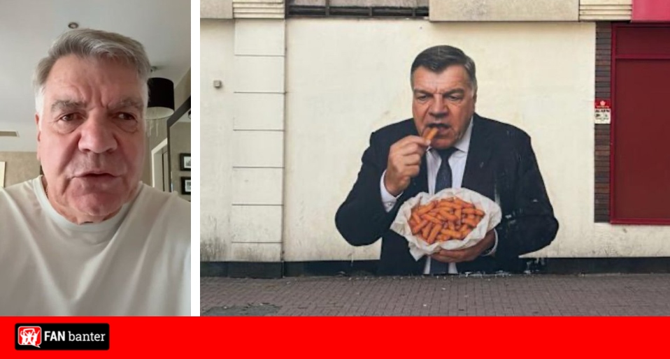 Sam Allardyce gives his reaction to bizarre mural of him eating chips ...