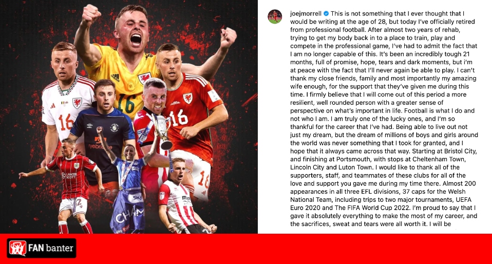 Joe Morrell posts emotional statement confirming tough decision to ...