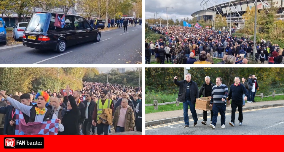 West Ham fans hold ‘funeral procession’ in protest against owners ...