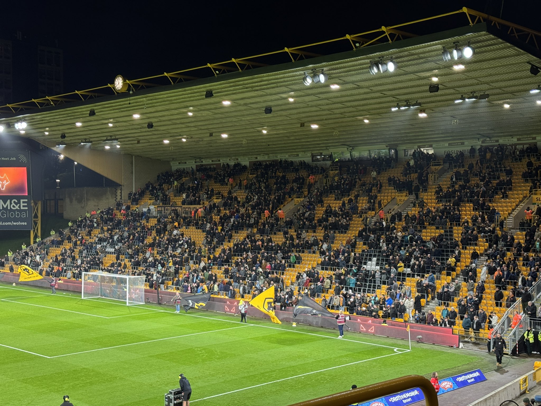 Wolves fans protest against the owners outside Molineux, leaving stands ...