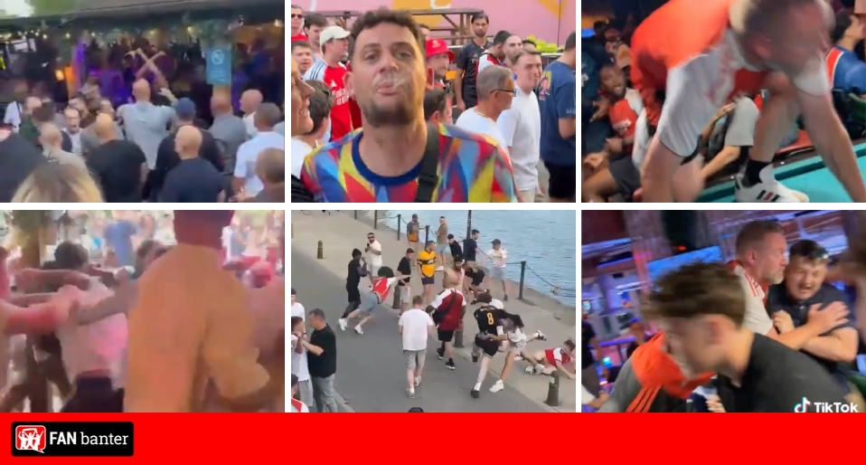 Trouble breaks out after Arsenal fans get mocked following Champions ...